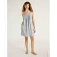 Joyspun Women's Cotton Blend Pleated Sleep Chemise with Pockets, Sizes ...