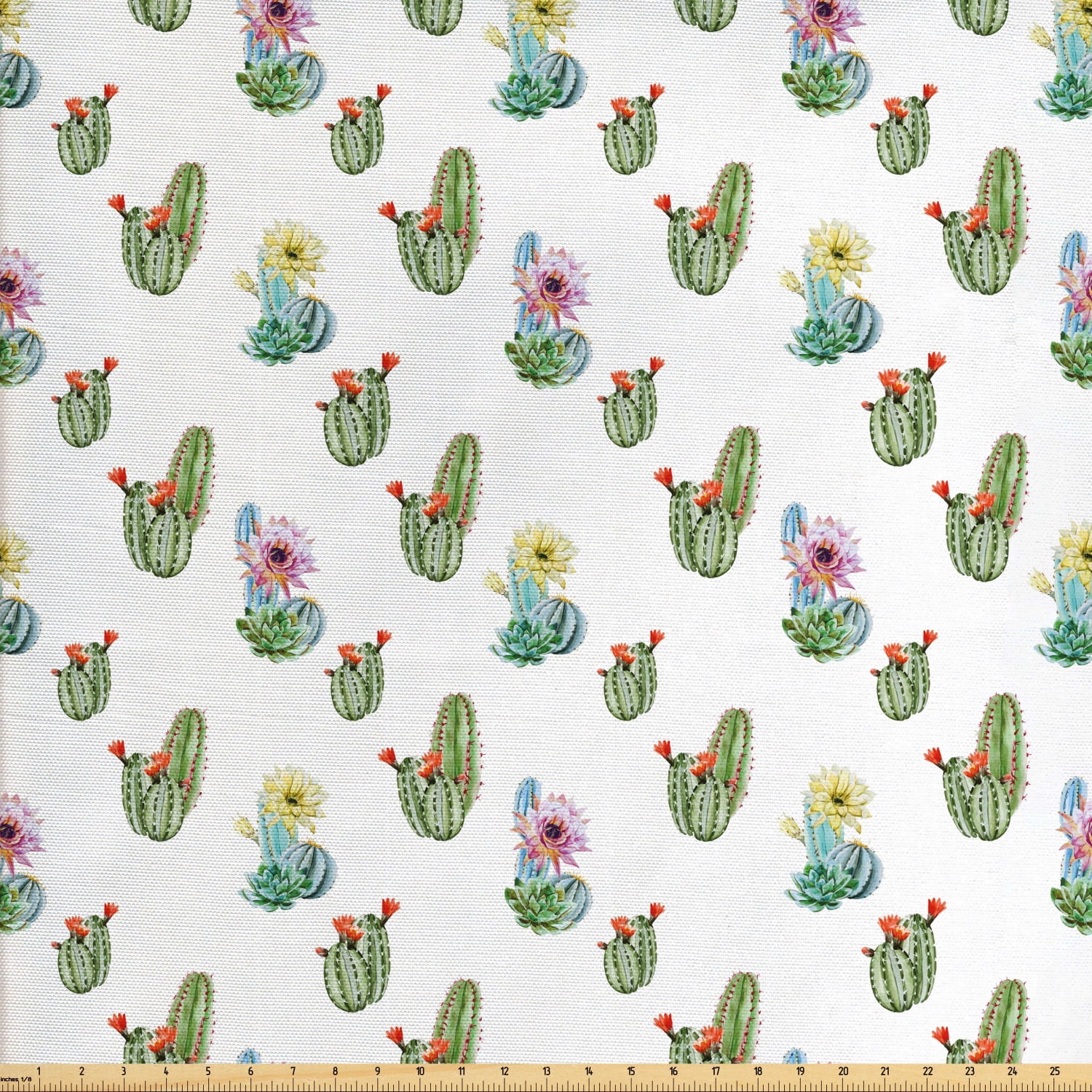Cactus Fabric by the Yard, Thorny Vintage Hawaiian Nature Flourishing ...