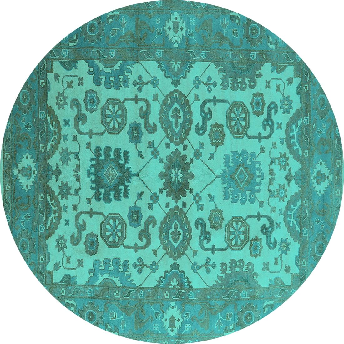 Ahgly Company Indoor Round Oriental Turquoise Blue Industrial Area Rugs ...