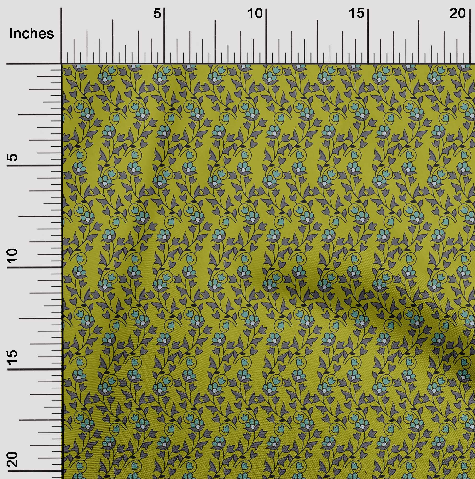 oneOone Cotton Silk Fabric Leaves & Floral Block Print Fabric By Yard ...