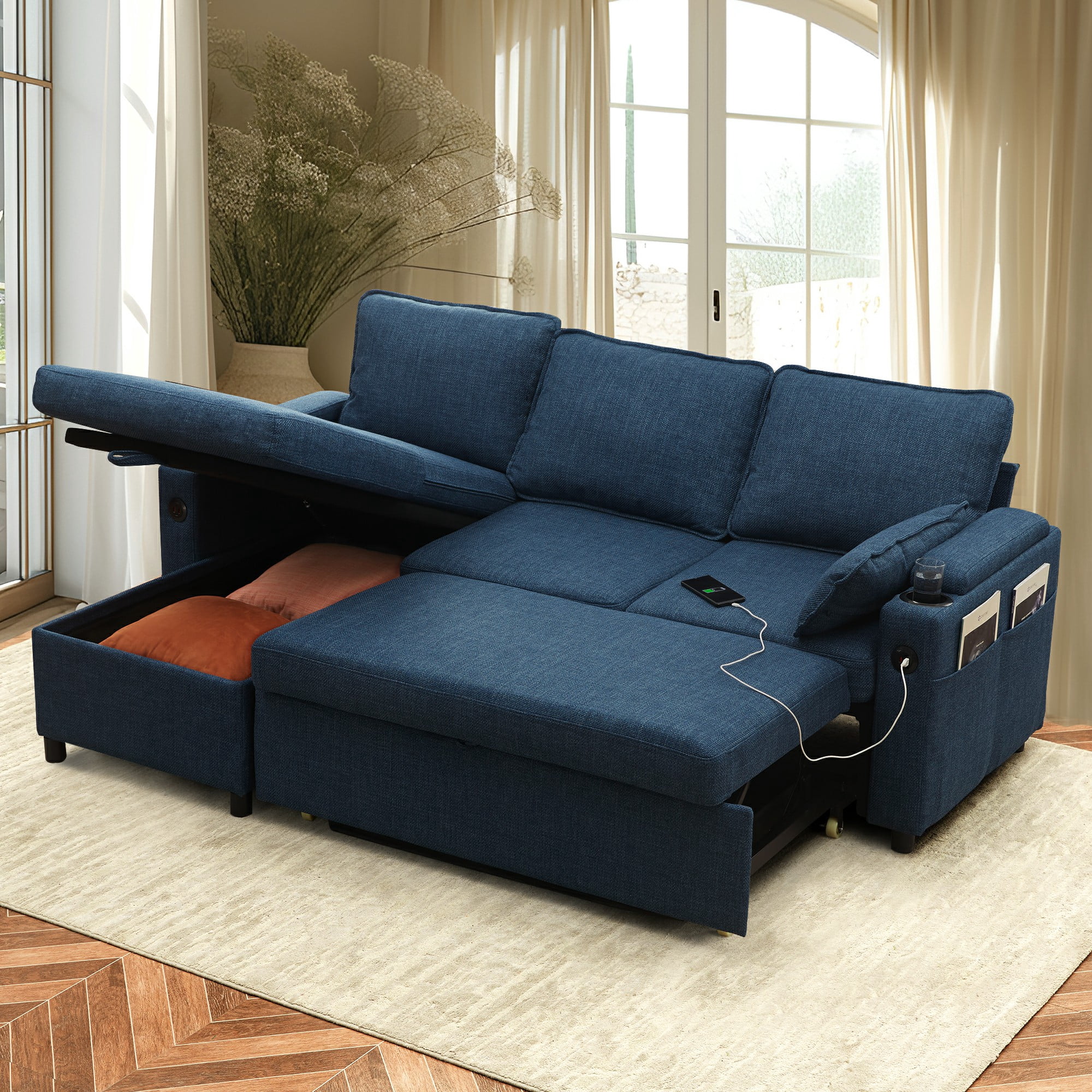 Click here for Innumia Sectional Sleeper Sofa L Shaped Charging C... prices