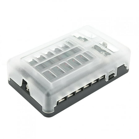 Fuse Block, Splash-Proof Fuse Box, 12 Way M5 Stud Fuse Holder Block ...