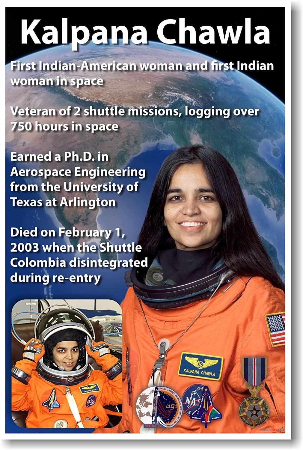 Astronaut Kalpana Chawla - First Indian American Woman in Space - NEW ...