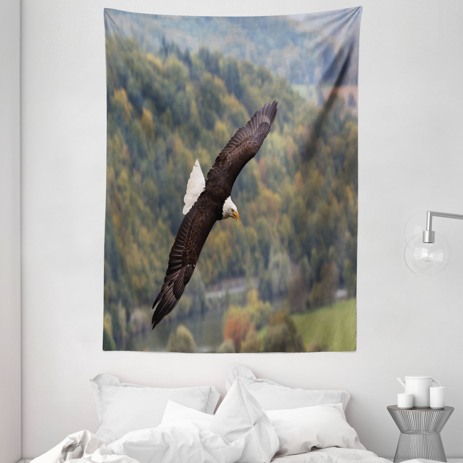 Eagle Tapestry, King of Skies Flying over the Forest and Mountains ...