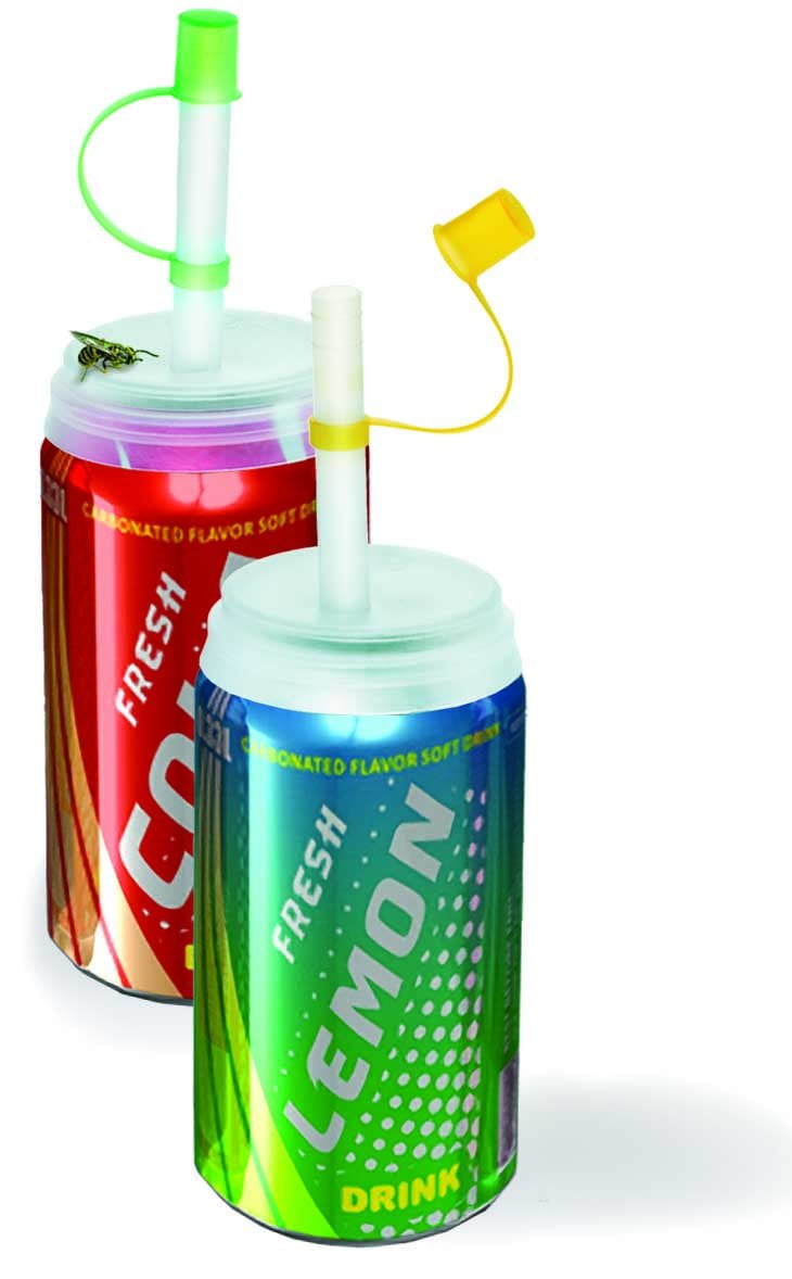 Reusable Plastic Can Straws with Flip-Top Caps to Prevent Spills and ...