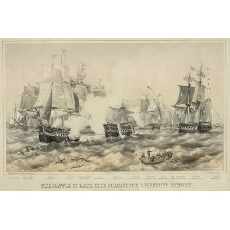 Battle Of Lake Erie. American And British Battleships In Close Quarters ...