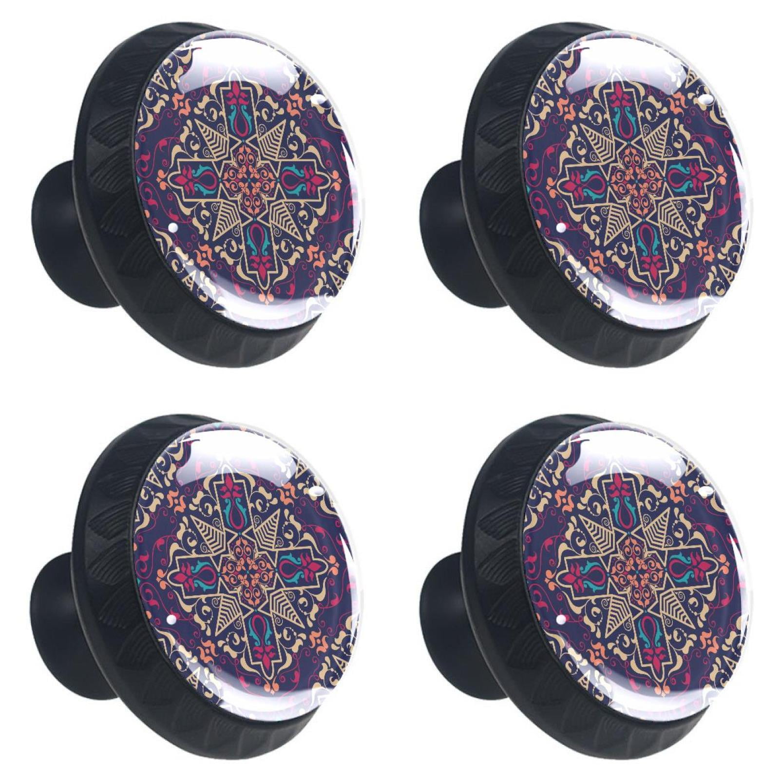 4 Pcs Retro Ethnic Boho Floral Knobs for Kitchen Cabinet Cupboard ...