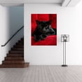 Black Leopard with Red Eyes on Red Velvet Chair Canvas Wall Art,Framed ...
