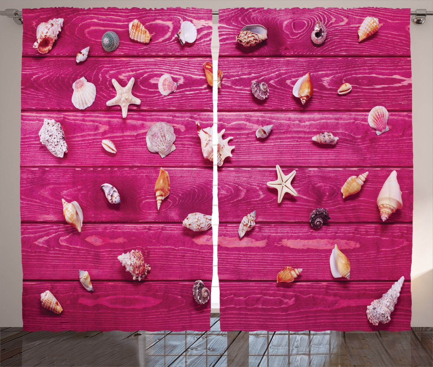 Rustic Home Decor Curtains 2 Panels Set, Set of Little Sea Shells on ...