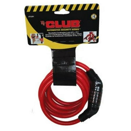 The Club 6' Cable Lock with Resettable Combination, Red - Walmart.com
