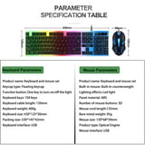 Rainbow LED Glowing Wired Gaming Keyboard & Mouse Combo, Side Buttons ...