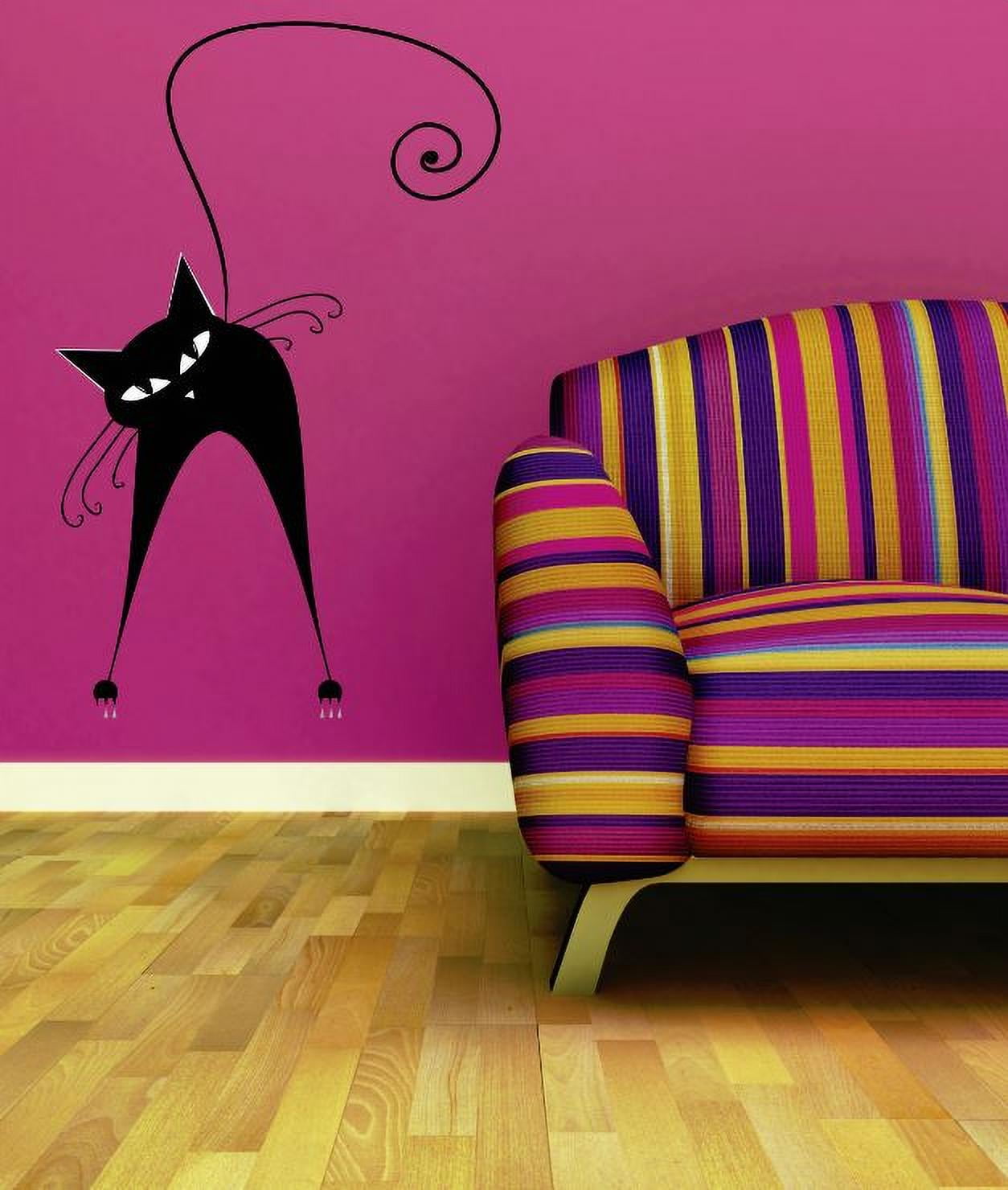 Custom Wall Decal Silly Crazy Cat Silhouette Peel & Stick Sticker Vinyl ...