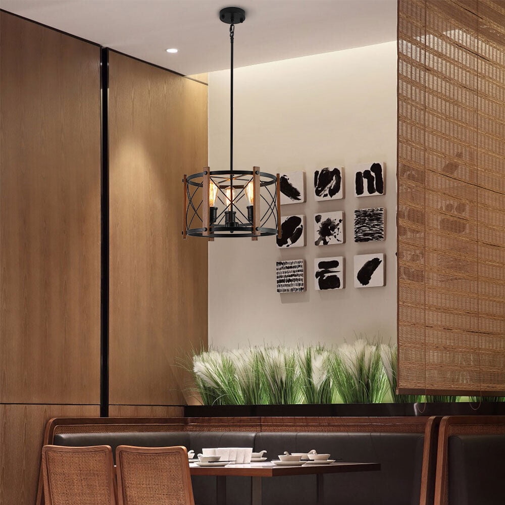 Pendant Hanging Light Fixture Industrial Farmhouse Black Kitchen Cage ...