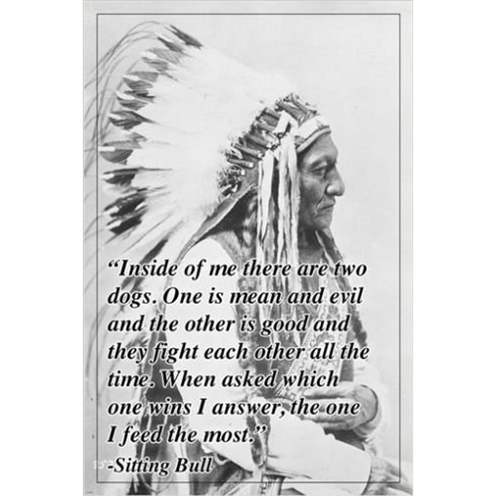 Inspirational Quote Poster Sitting Bull Indian Chief Headdress 24X36 ...
