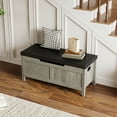 39.4-Inch Storage Bench with Cushion, Flip-Top Entryway Bench with 2 ...