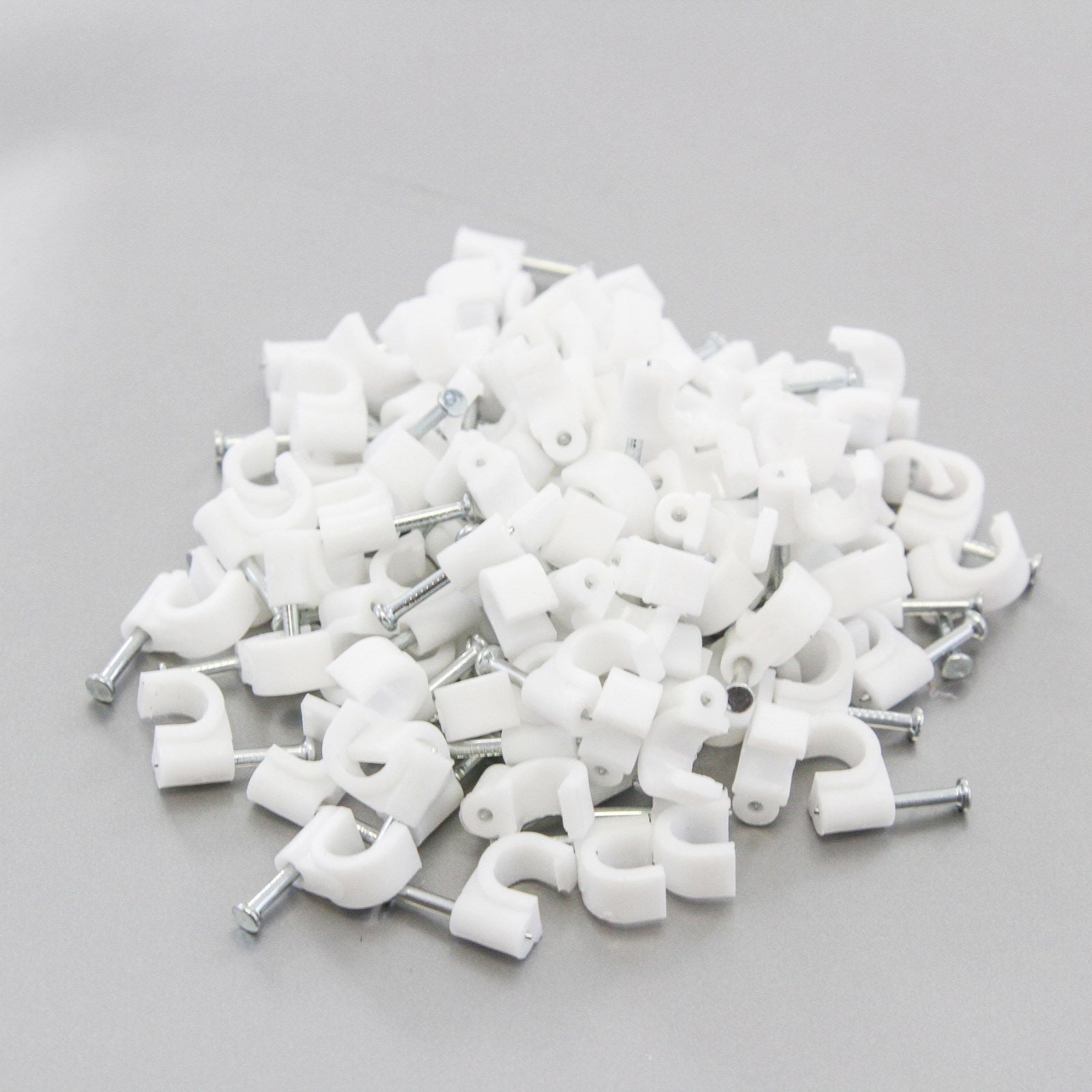 100 Round 1/4 Inches (6 mm) Cable Wire Clips Cable Management Cord Tie ...