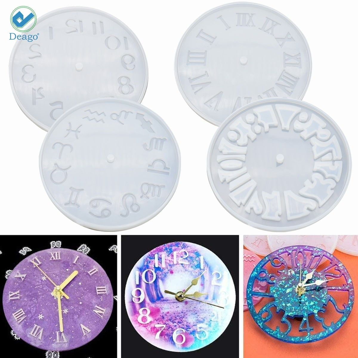 Deago 1 Pcs Silicone Clock Epoxy Resin Mold DIY Making Casting Tool ...