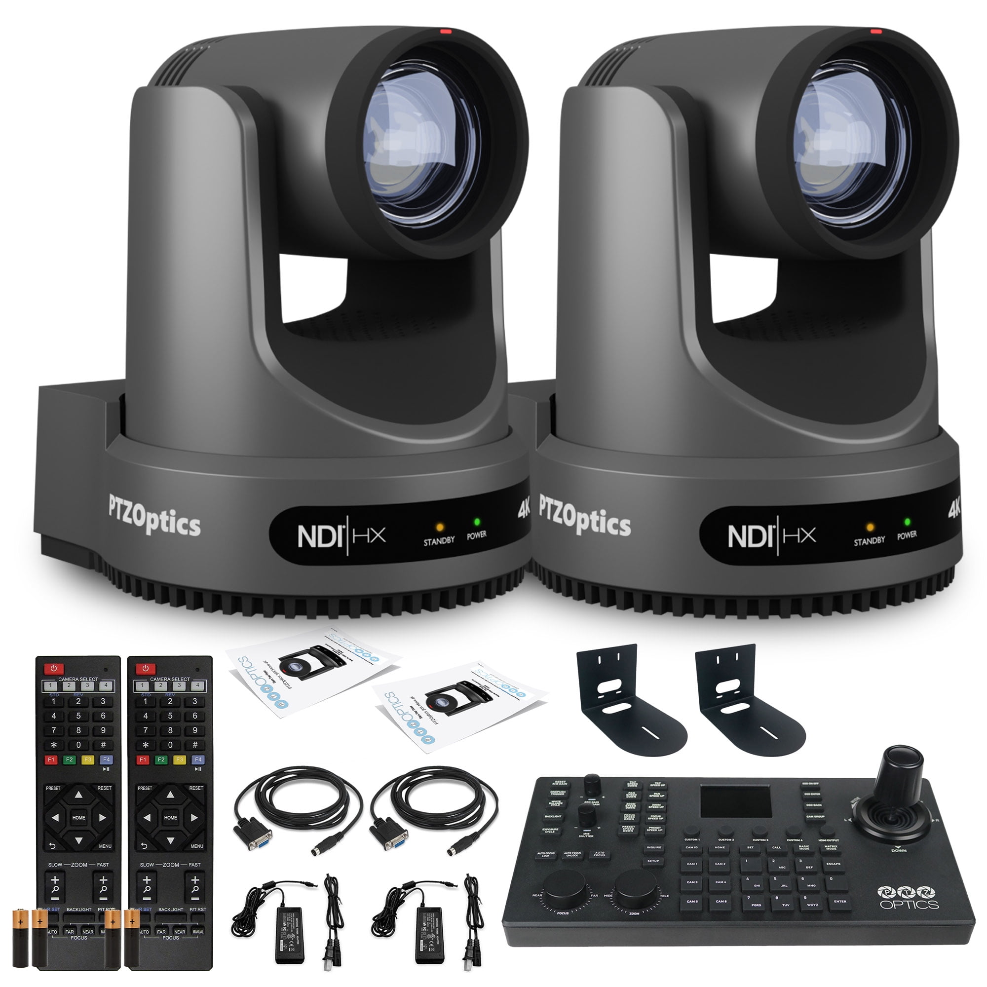 2 x PTZOptics Move 4K SDI/HDMI/USB/IP PTZ Camera with 20x Optical Zoom ...