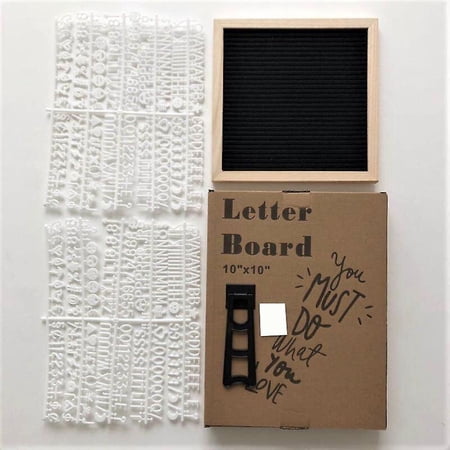 10x10 Inch Square Felt Letterboard Oak Wood Message Board 460 Plastic ...