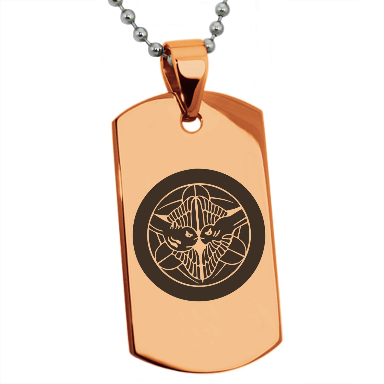Stainless Steel Uesugi Samurai Crest Engraved Dog Tag Pendant Necklace ...