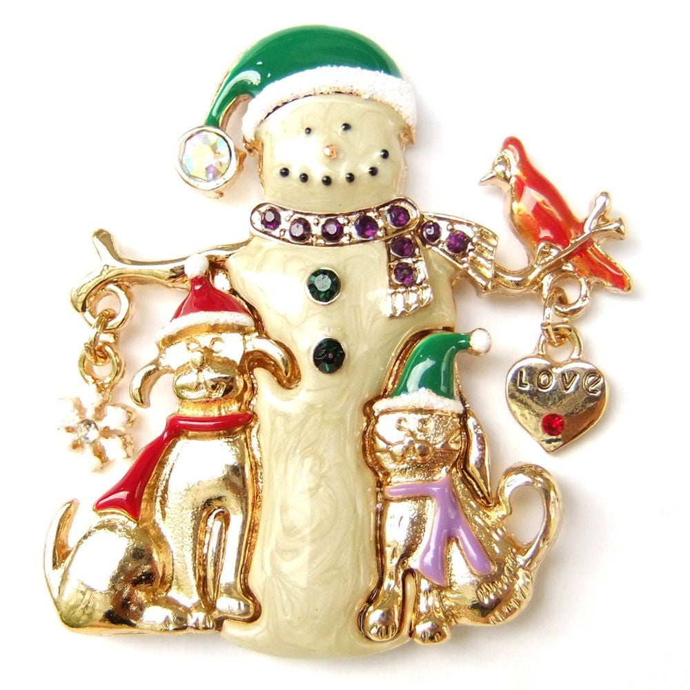 Chic Exquisite Rhinestone Pet Snowman Snowflake Christmas Love Heart ...