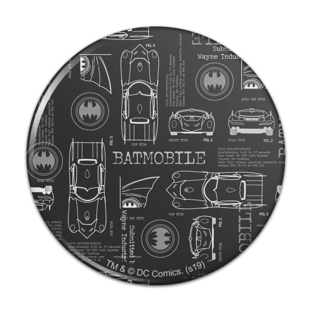 Batman Batmobile Blueprint Pattern Kitchen Refrigerator Locker Button ...