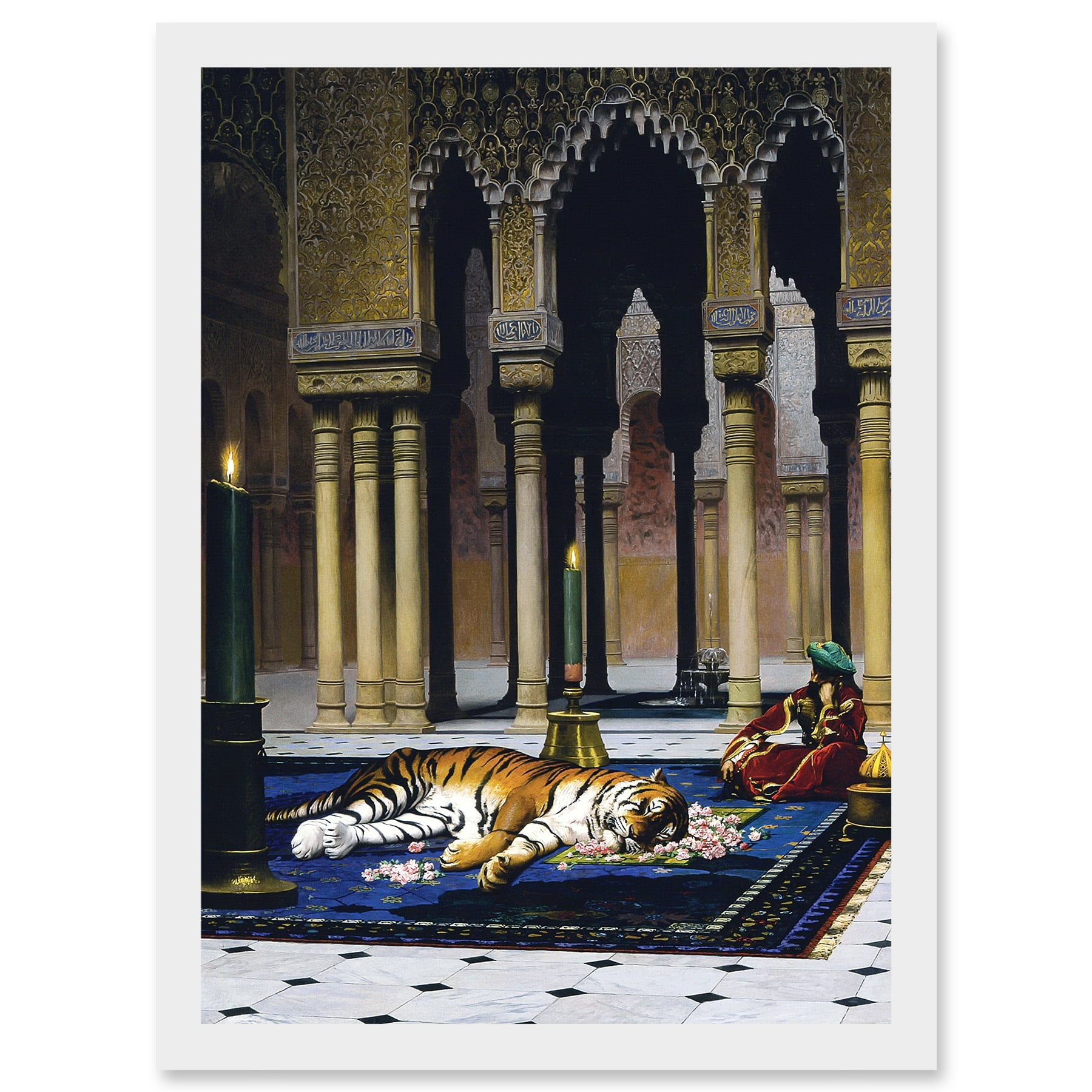 Gerome Grief Of The Pasha Mourning Tiger Painting Artwork Framed Wall ...