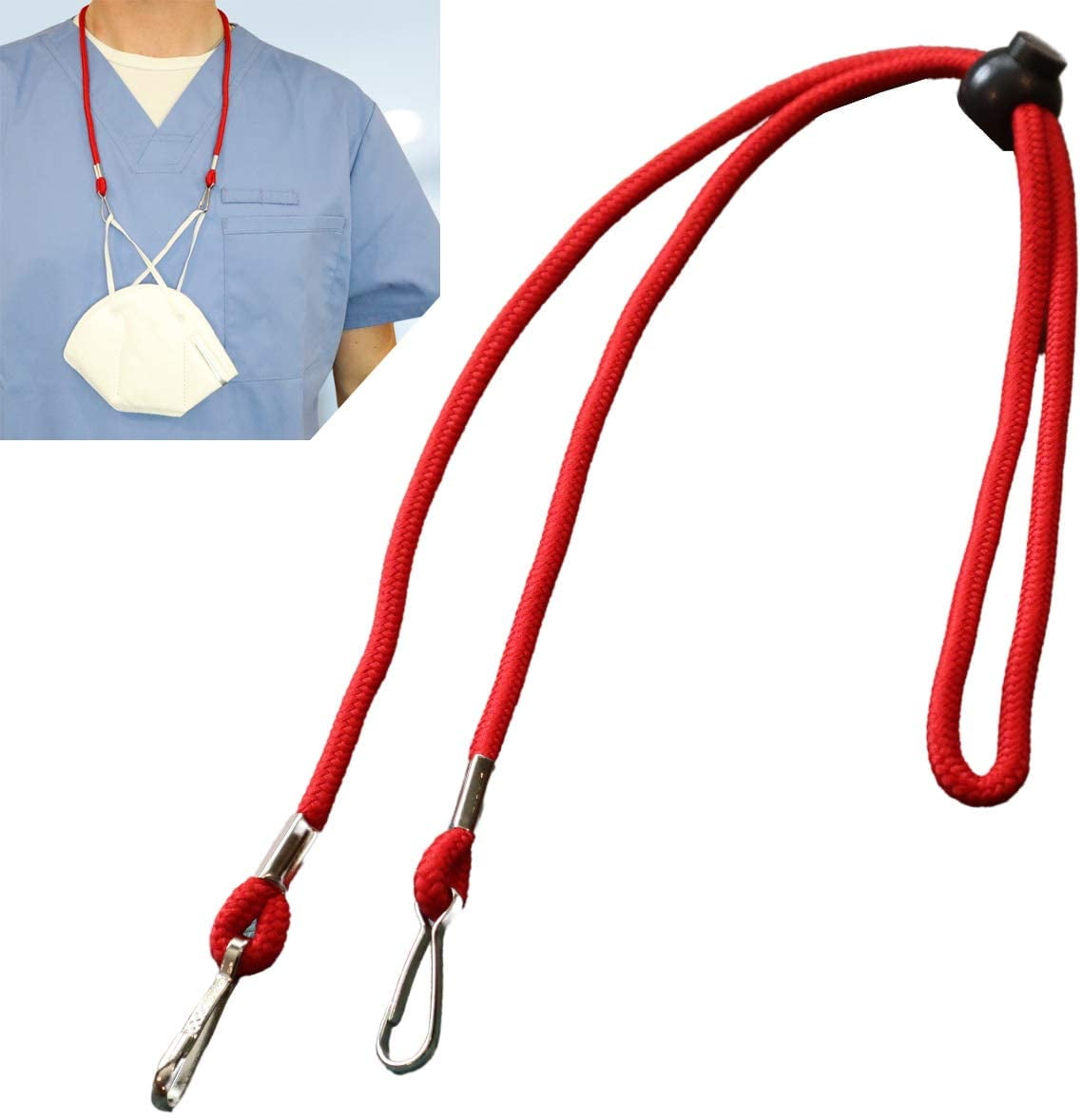 2 Pack - Adjustable Length Face Mask Lanyard - Handy & Convenient Mask ...