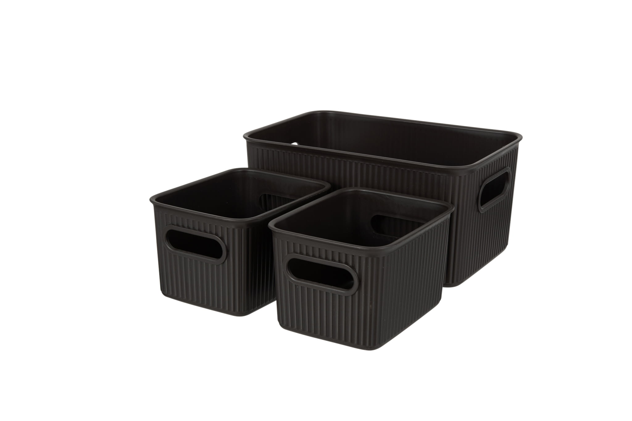 Decorative Plastic Storage Bins Organizer Baskets, Brown (Set of 3) 1 ...