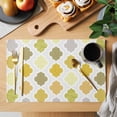 Abstract Grid Cotton Linen Placemats Set of 4, Boho Yellow Grey Green ...