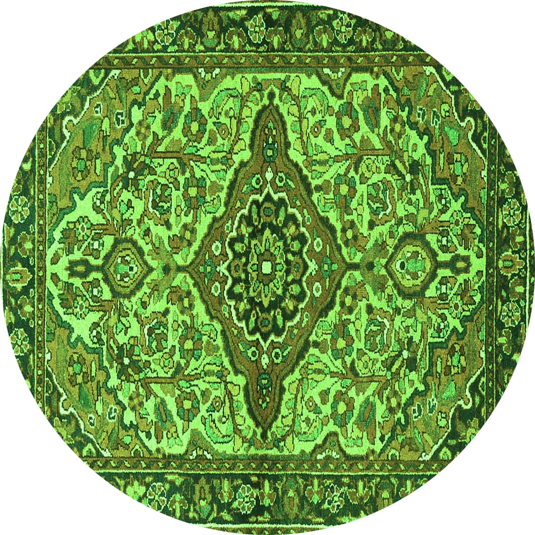 Ahgly Company Indoor Round Medallion Green Traditional Area Rugs, 6 ...