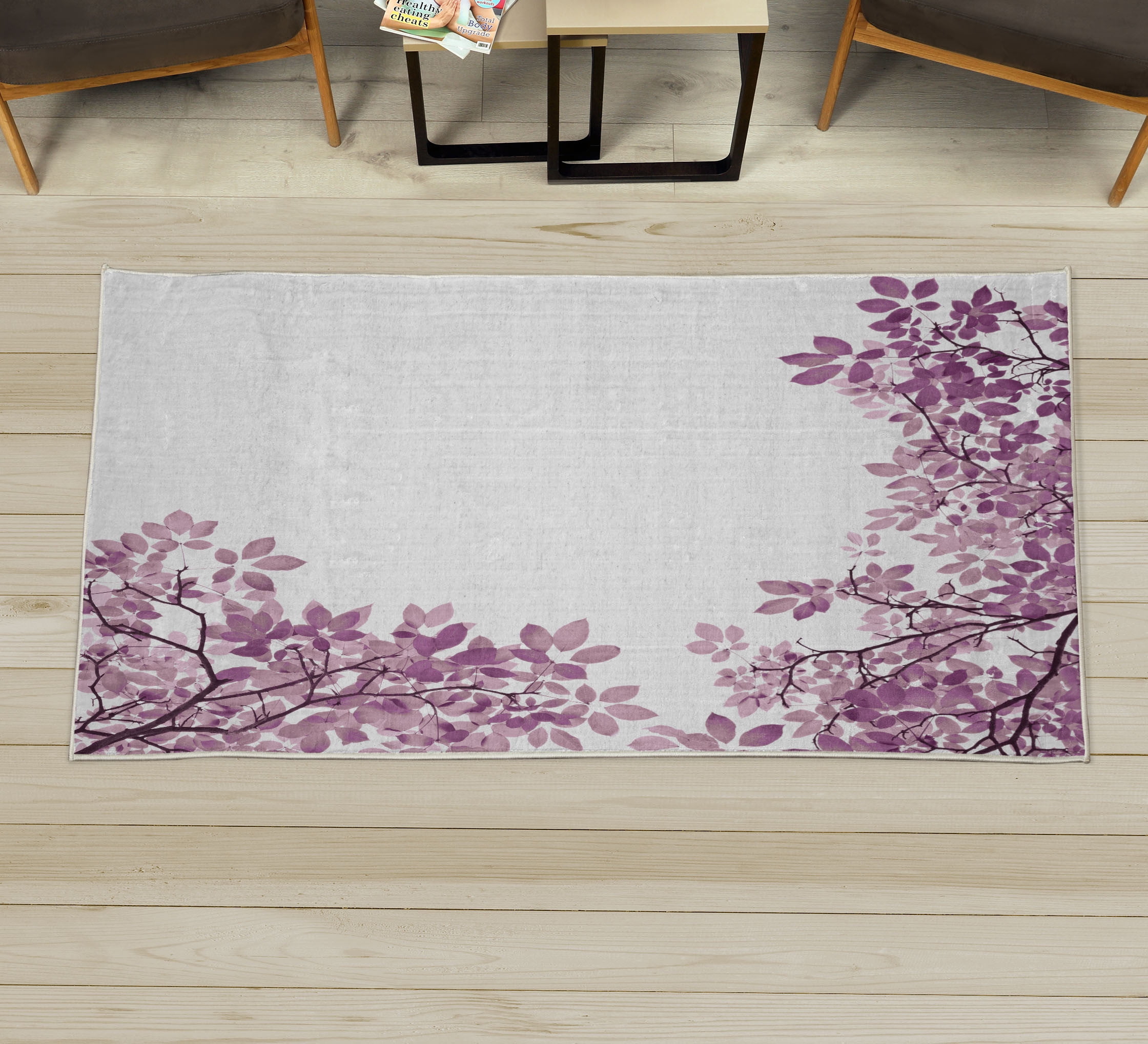 Leaves Decorative Rug, Broad Leaves Close-up Background Garden Organic ...