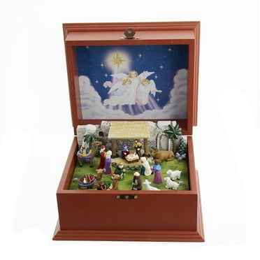 Precious Moments Heirloom Nativity Set Deluxe Music Box LED Stars Plays ...