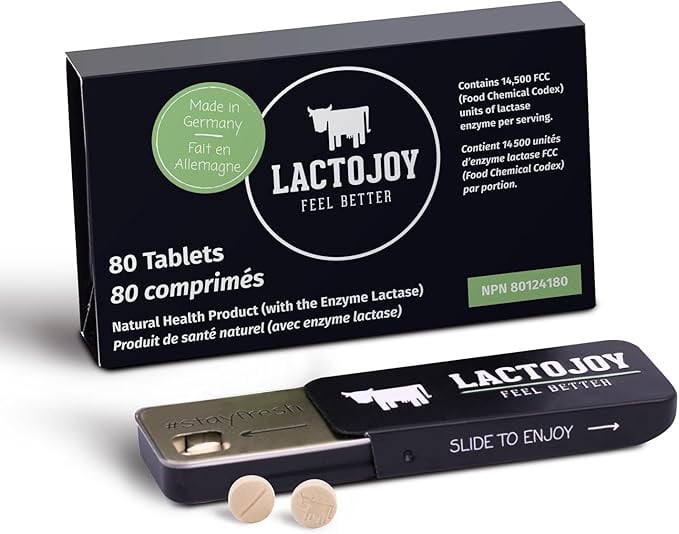 Lactojoy Lactose Intolerance Pills - 80 Chewable Tablets with 14500 FCC ...