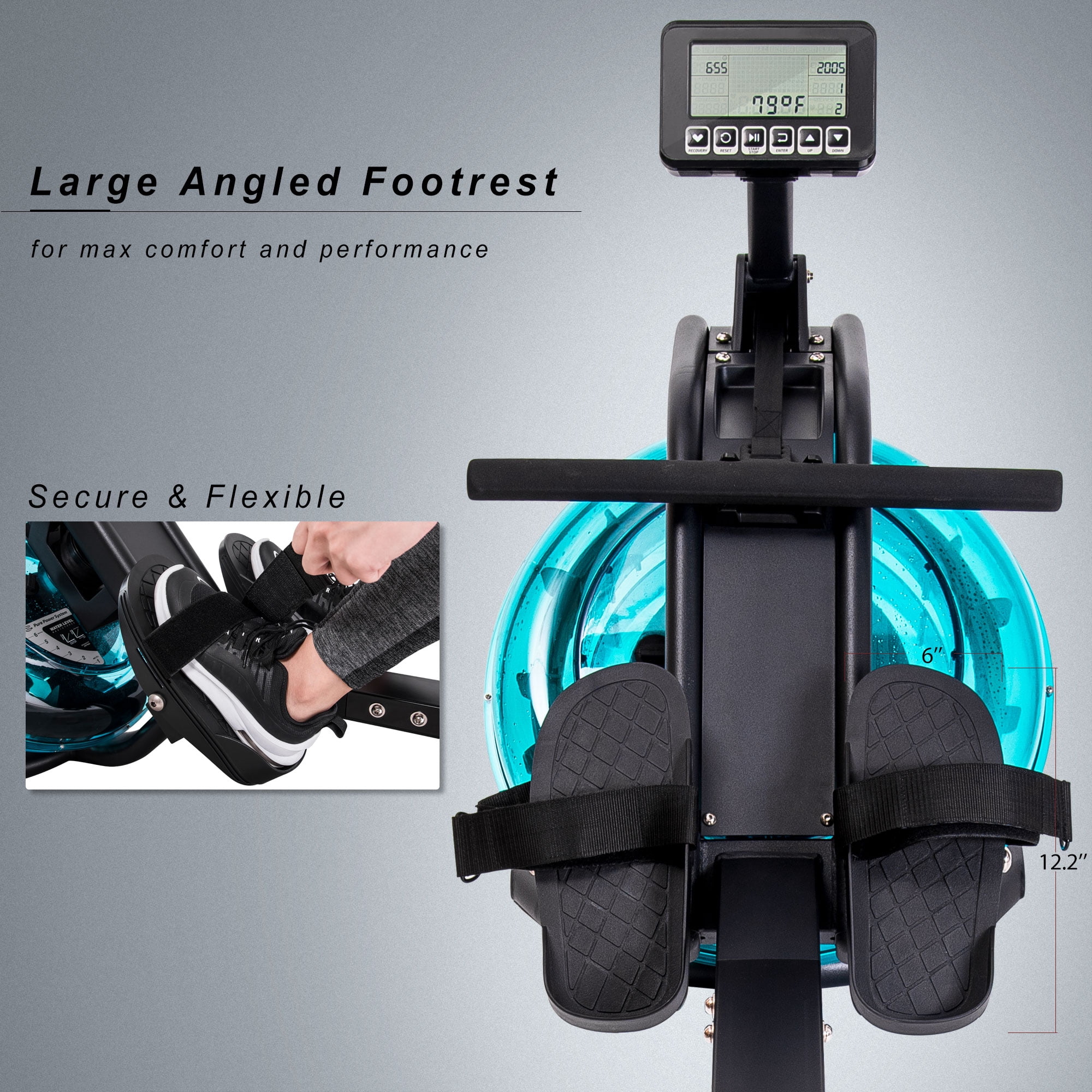 Buy KUNEREN Water Rowing Machine Rower with LCD Monitor, Exercise ...