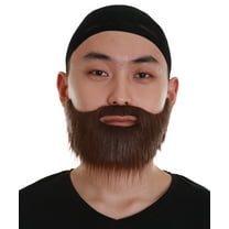 HPO Adult Men's Fake Human Hair Grandpa Curly Comb Mustache | Novelty ...