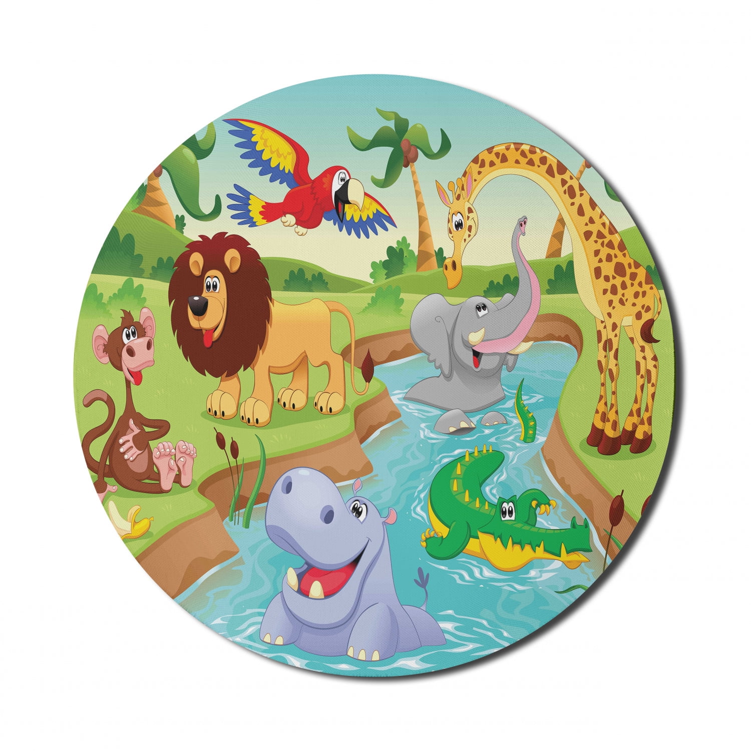 Children Mouse Pad for Computers, Safari Animals Swimming in the Lake ...