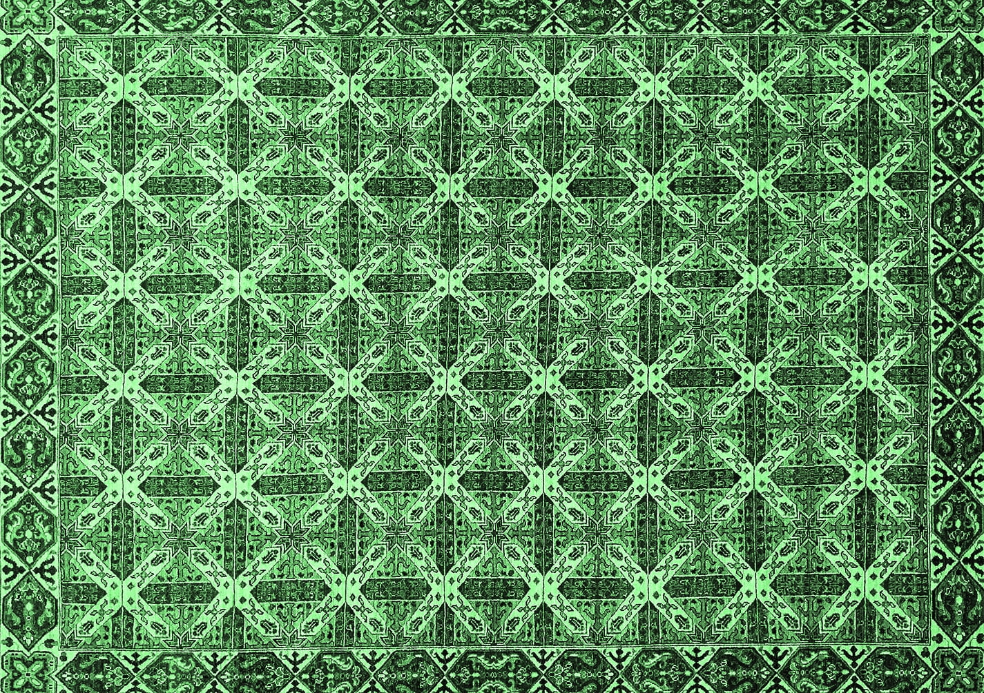 Ahgly Company Indoor Rectangle Abstract Emerald Green Modern Area Rugs ...