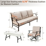 MF Studio 5-Seat Patio Conversation Set Metal Outdoor Furniture Sofa ...