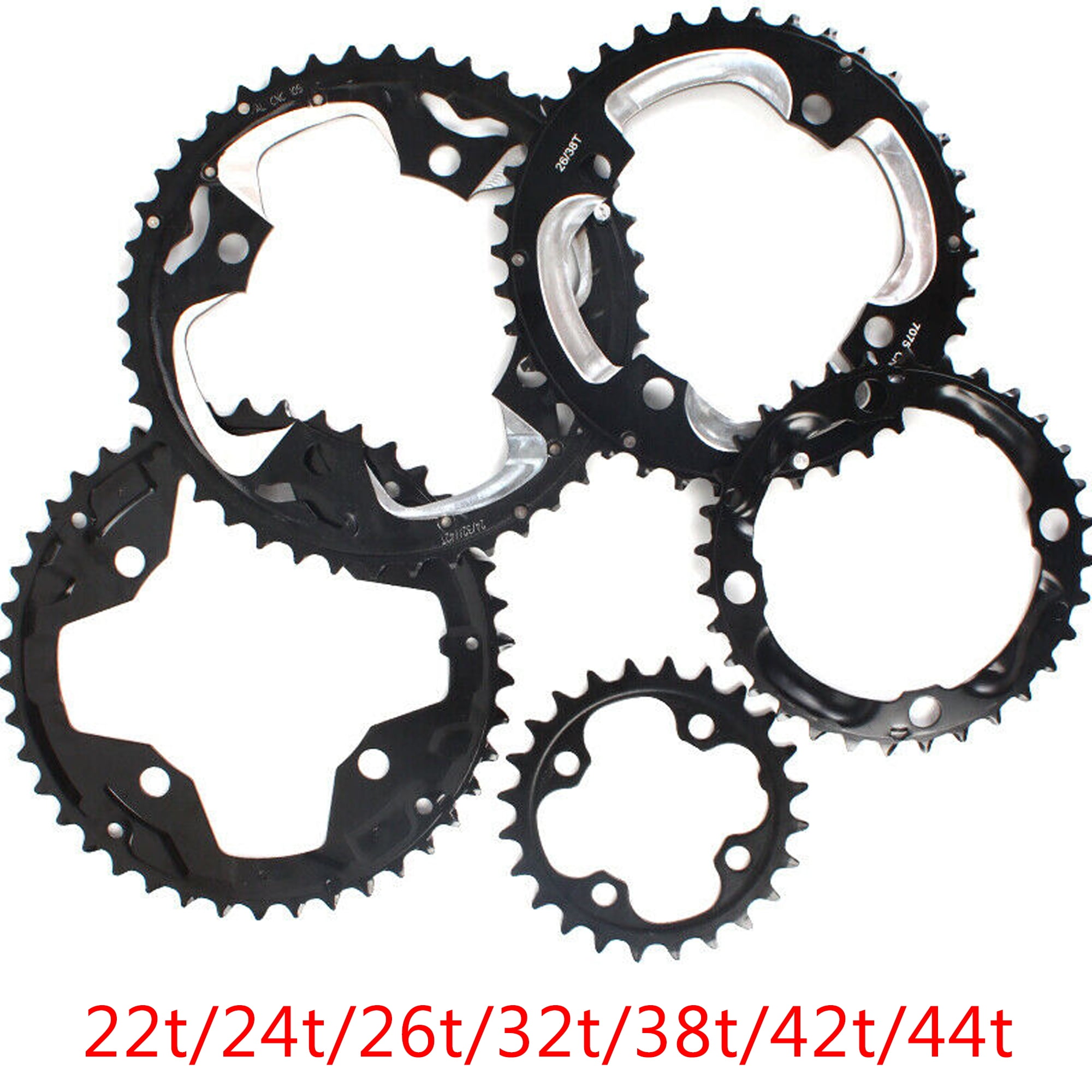 BUCKLOS 64/104 BCD Bike Chainring Set, Double/Triple MTB Chainring 22T 24T 26T 32T 38T 42T 44T 4 ...
