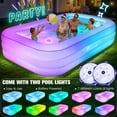 Inflatable Pool with Seat and Pool Lights, Durable Thickened Large Size ...
