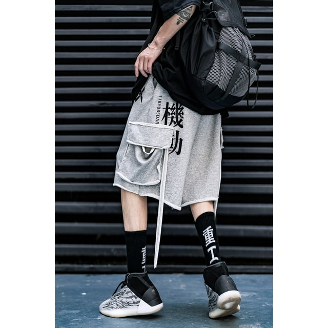 Techwear Streetwear Shorts for Men Industrial Japanese Kanji Harajuku ...