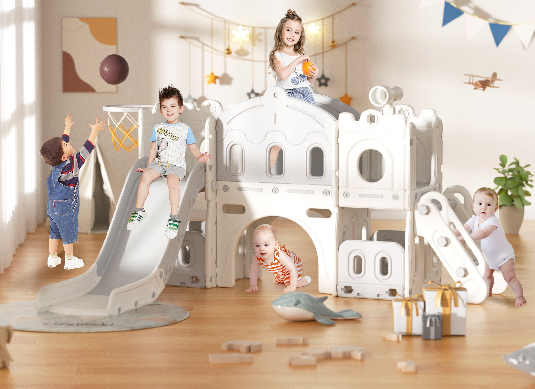 KORIMEFA 8 in 1 Toddler Slide, Kids Slide for Toddlers Age 1-3, Toddler ...