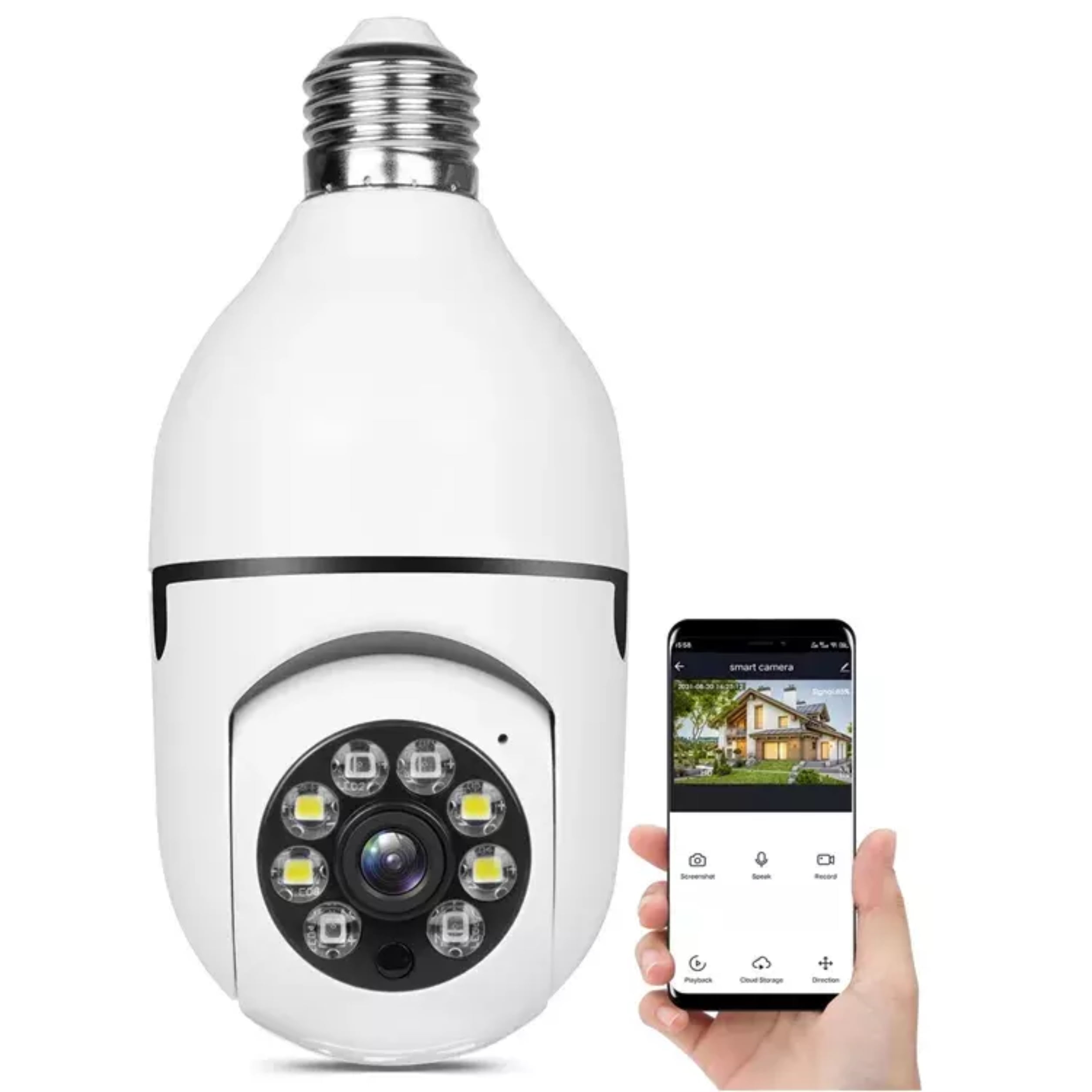 Camara Tipo Foco Wifi Panorámica 360º Full HD 1080p Visión Nocturna a ...