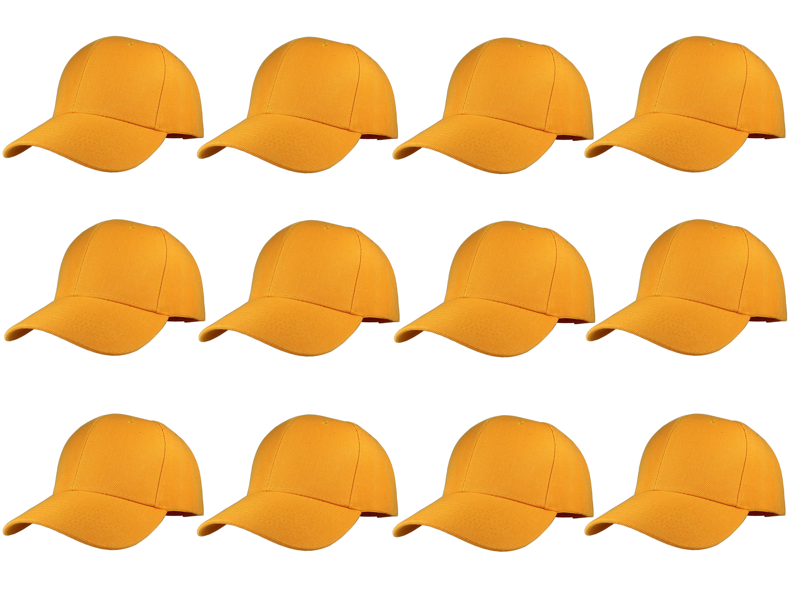 Gelante Adult Plain Baseball Hat Cap Adjustable Back Strap 12 Pack-Gold ...