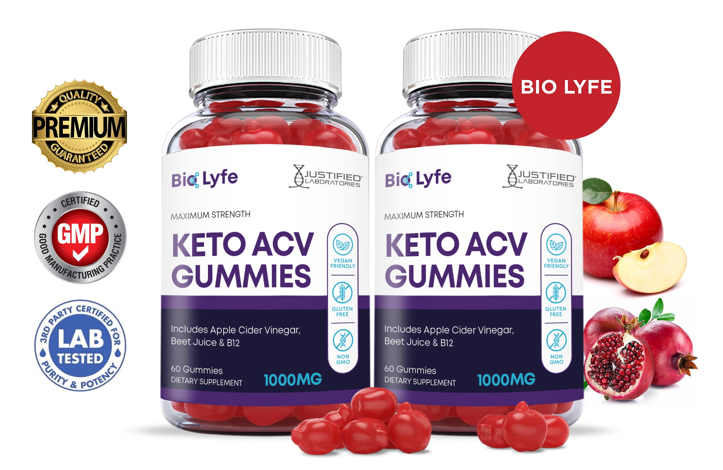 (2 Pack) Bio Lyfe Keto ACV Gummies 1000MG Dietary Supplement 120 Gummys - Walmart.com