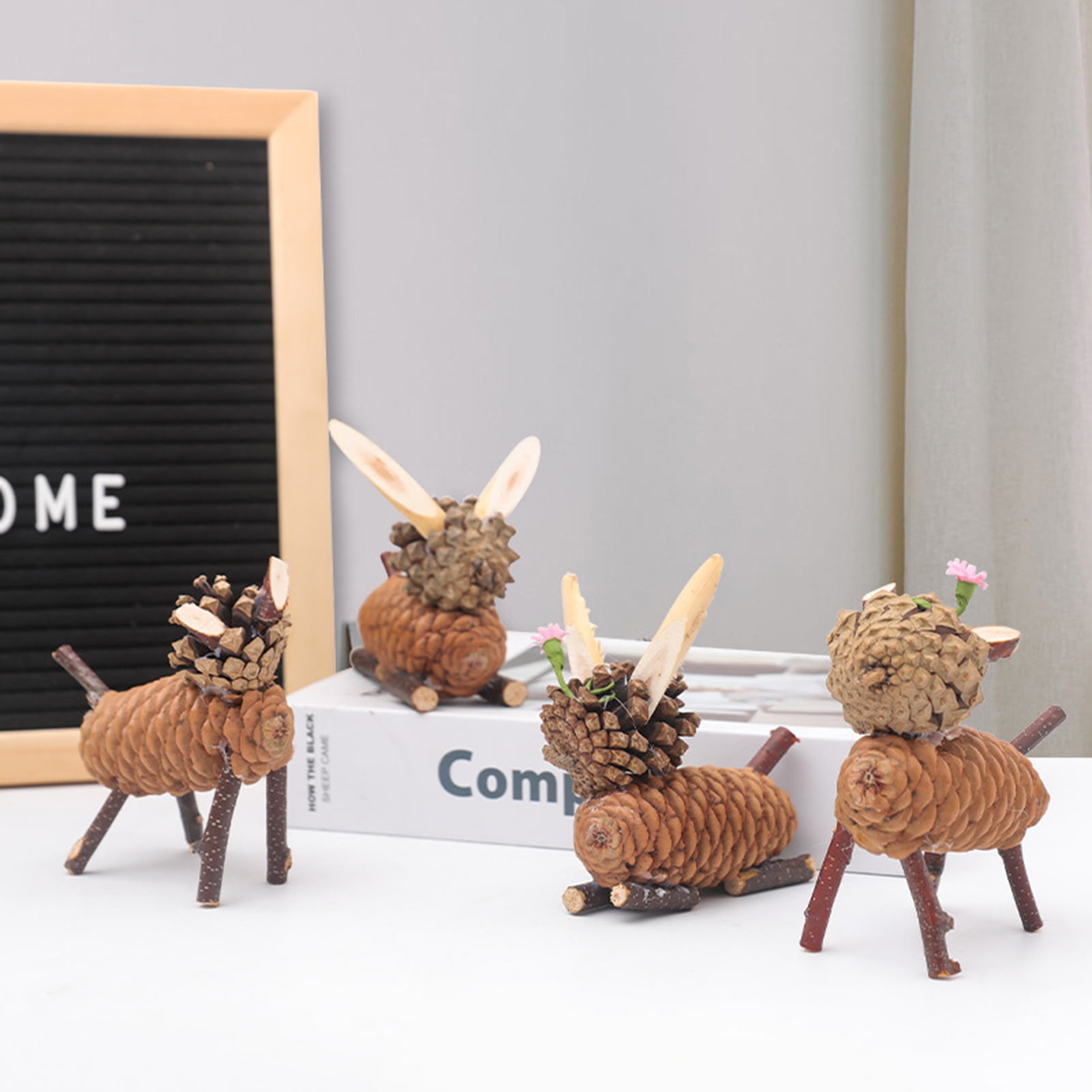 Realistic Looking Wooden Animal Table Ornaments - 1 Pair Pine Cones ...