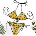 Blooming Sunflower Bikini Swimsuit Push Up Yellow Flowers Surf Bikinis ...