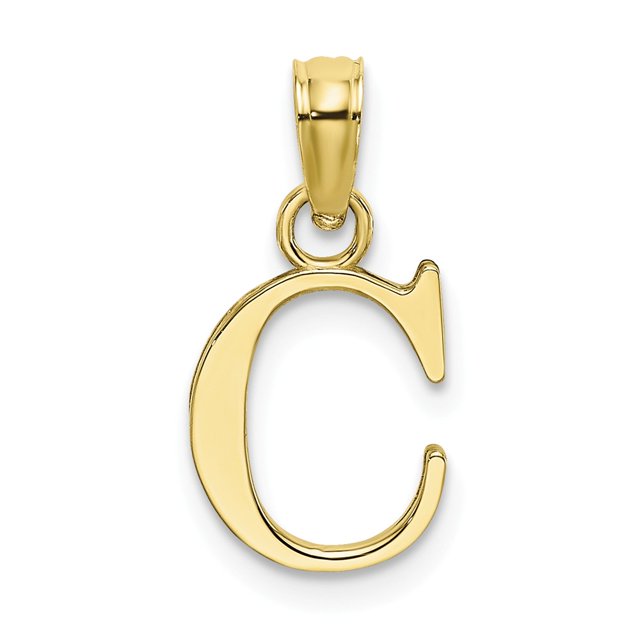 Solid 10k Yellow Gold C Block Initial Letter Alphabet Charm Pendant ...