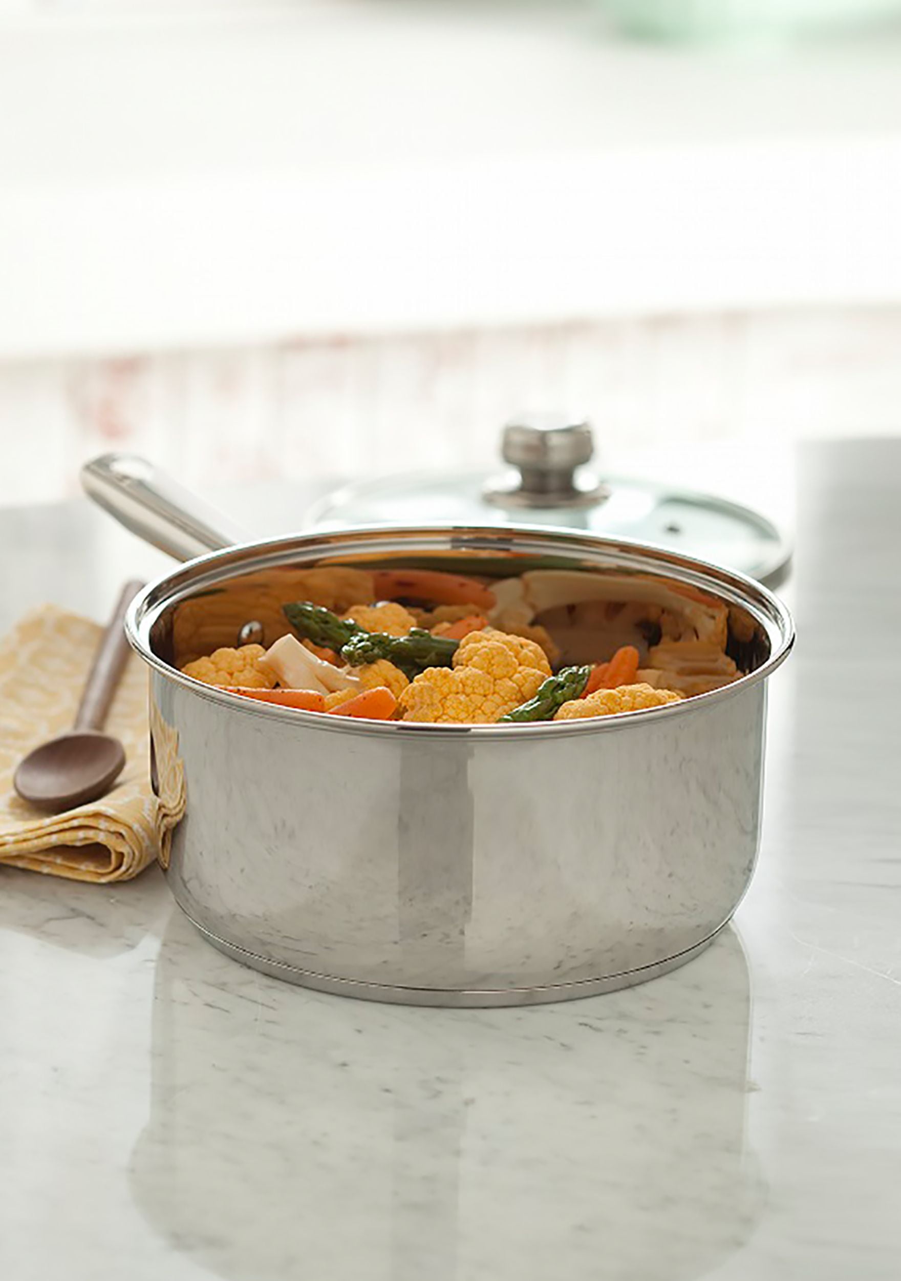 Buy TIAB INC Kitchen Prestige Stainless Steel With Glass Cookware Set ...